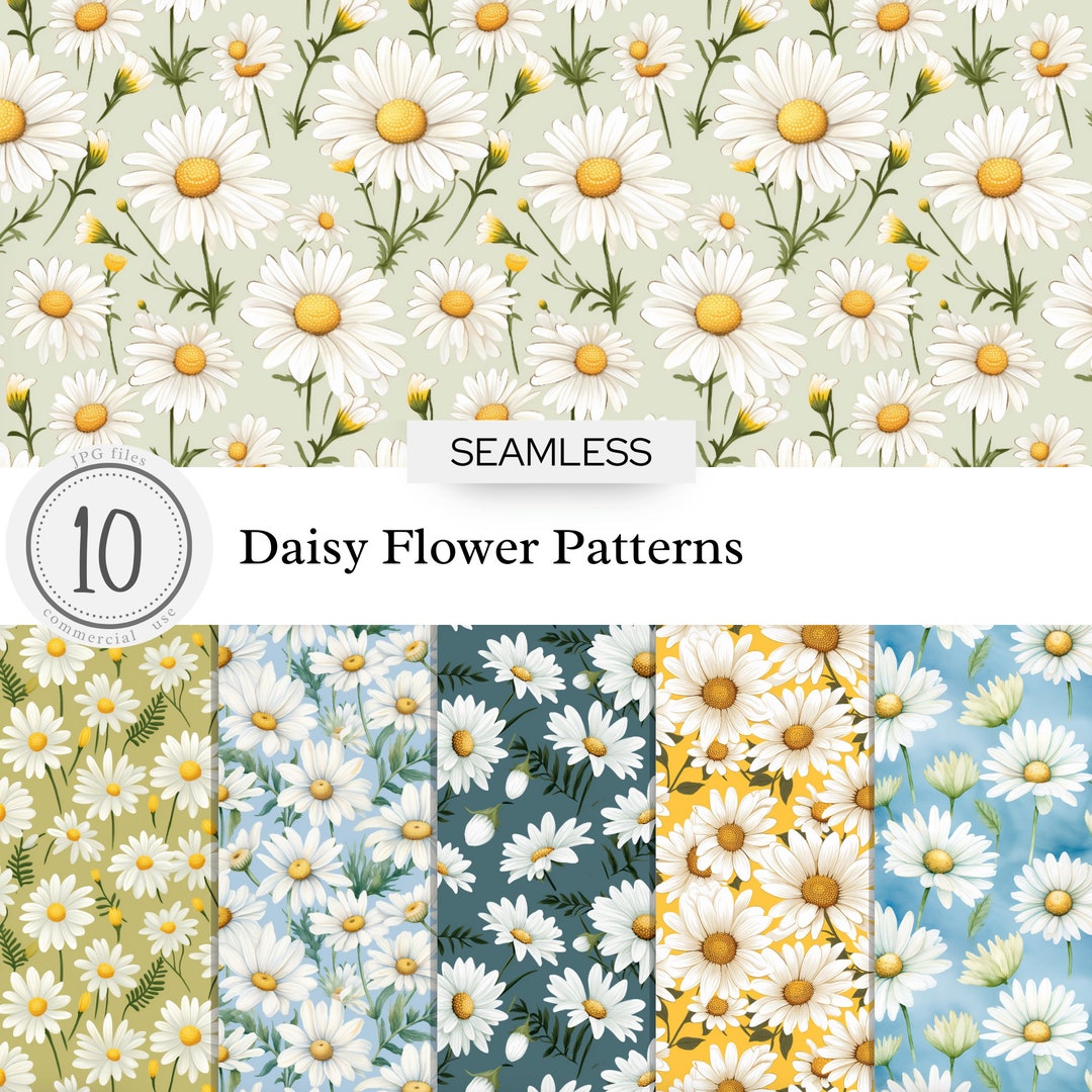 Daisy Flower Seamless Patterns Tile Textures Digital Paper Overlay ...