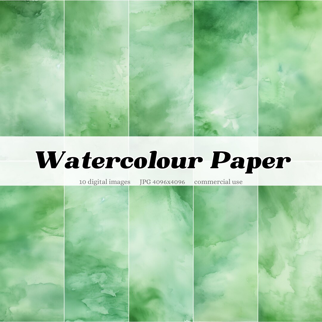 Green Watercolour Paper Textures Digital Overlay Clipart Scrapbook ...