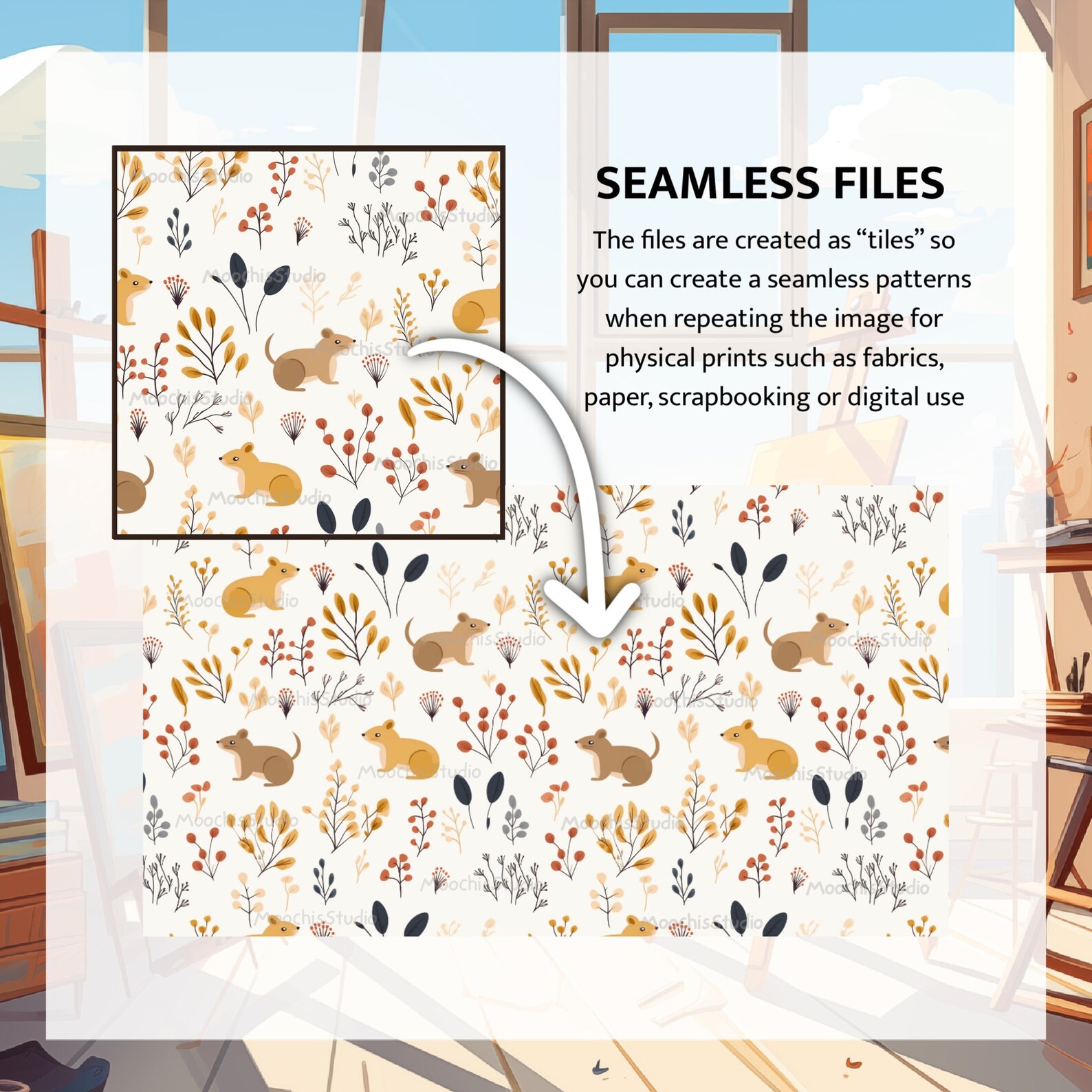 Rodents Patterns Bundle Mouse Mice Rats Seamless Digital Print Clipart ...