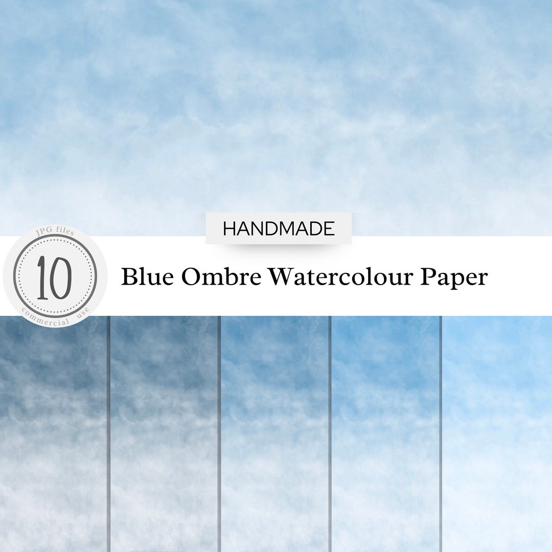 Blue Ombre Watercolour Paper Texture Digital Overlay Clipart Background ...