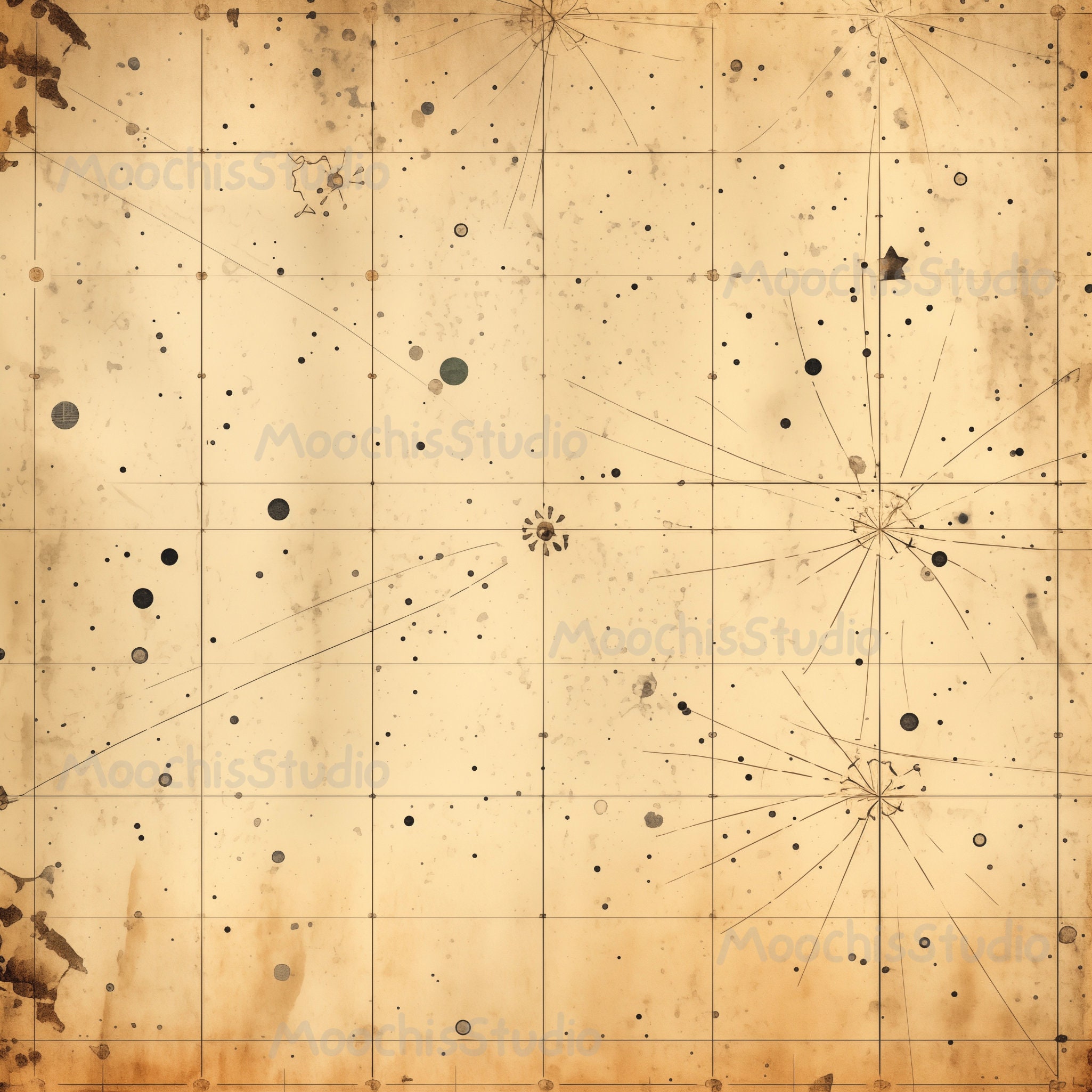Bright Vintage Star Maps Digital Paper Antique Constellation Celestial ...