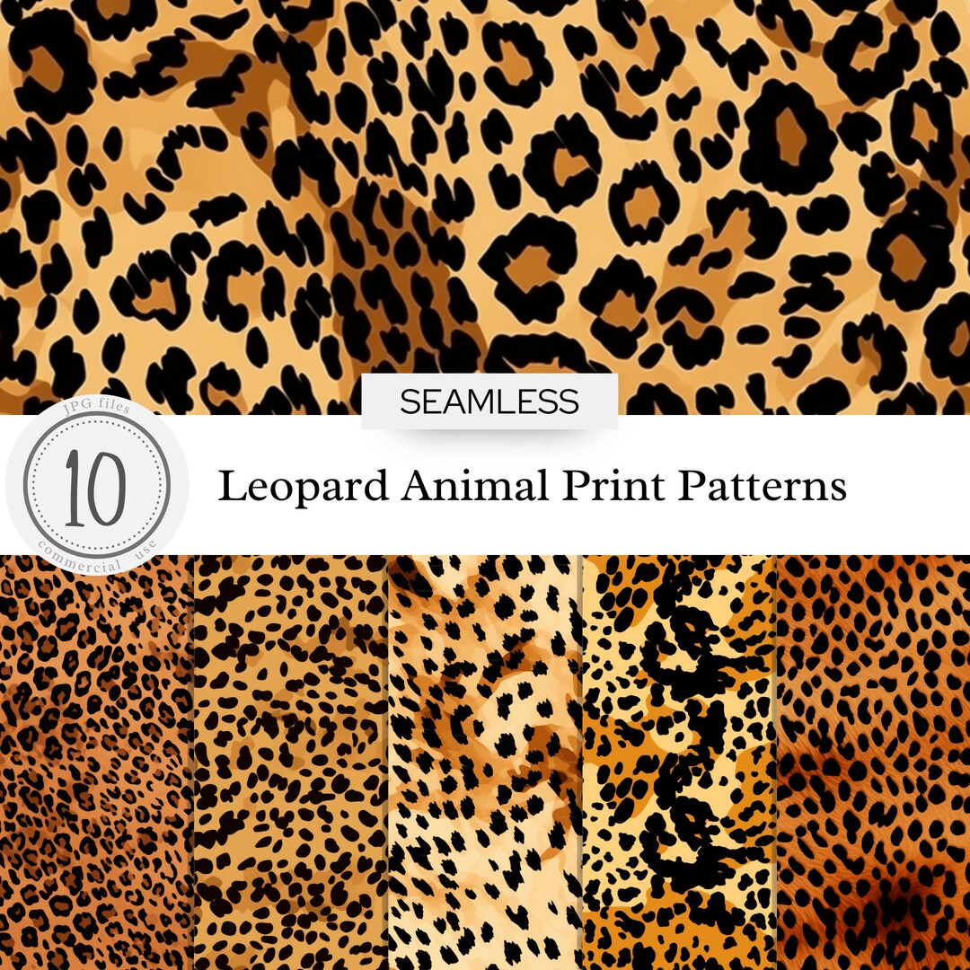 Leopard Print Seamless Patterns Animals Furs Skins Hides Feathers Digital Clipart Printable ...