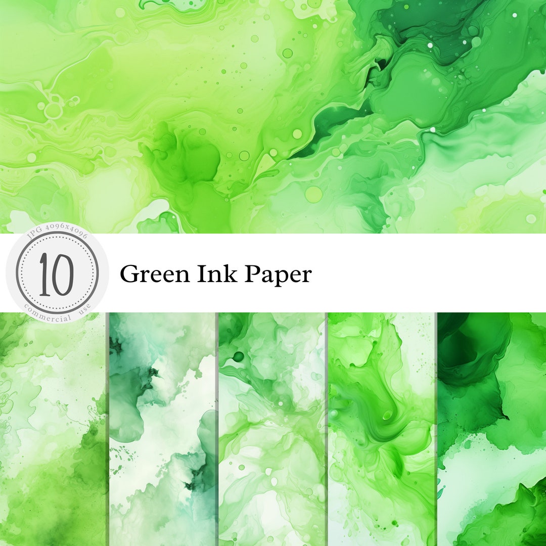 Green Ink Digital Paper Backgrounds Textures Scrapbooking Journaling ...