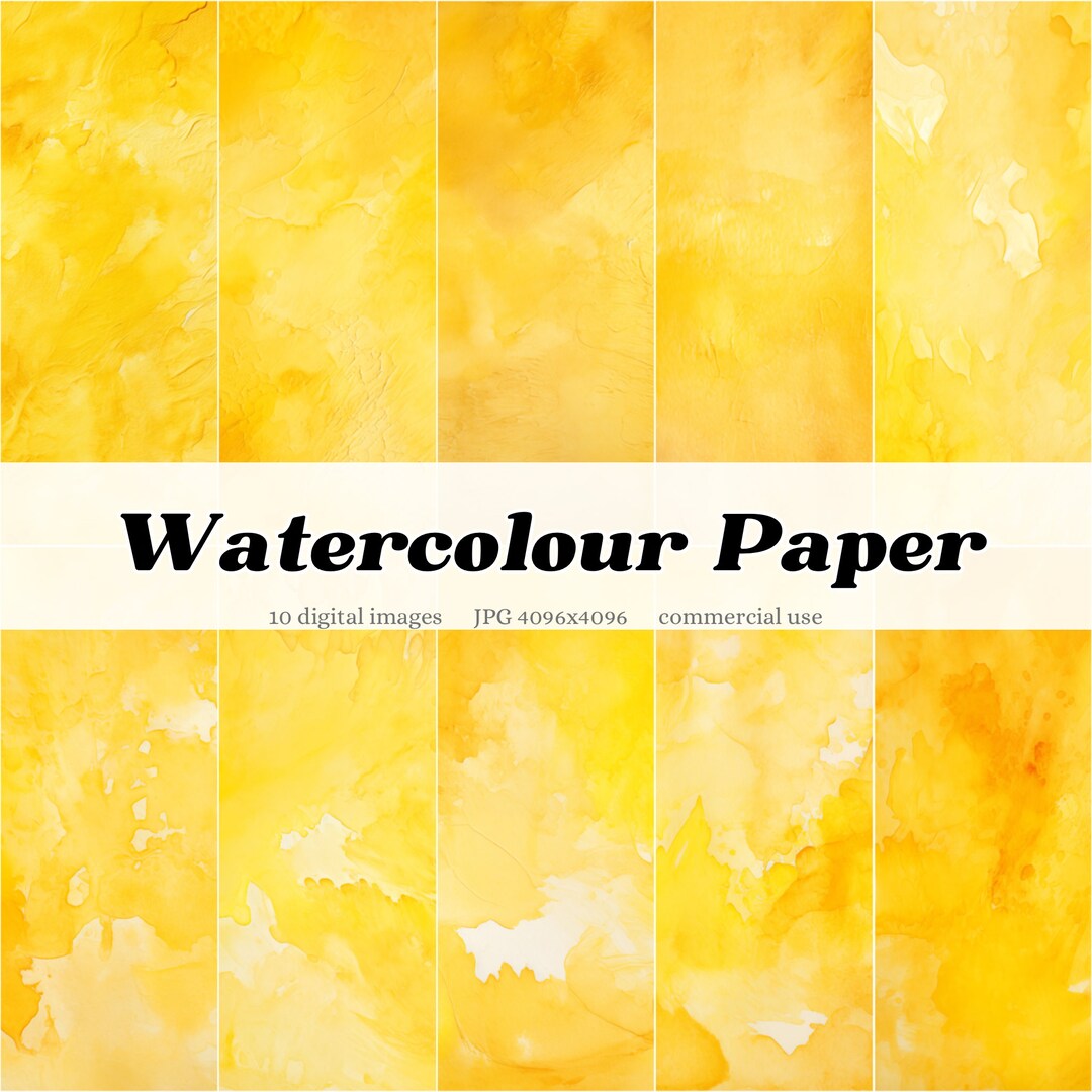 Yellow Watercolour Paper Textures Digital Overlay Clipart Scrapbook ...