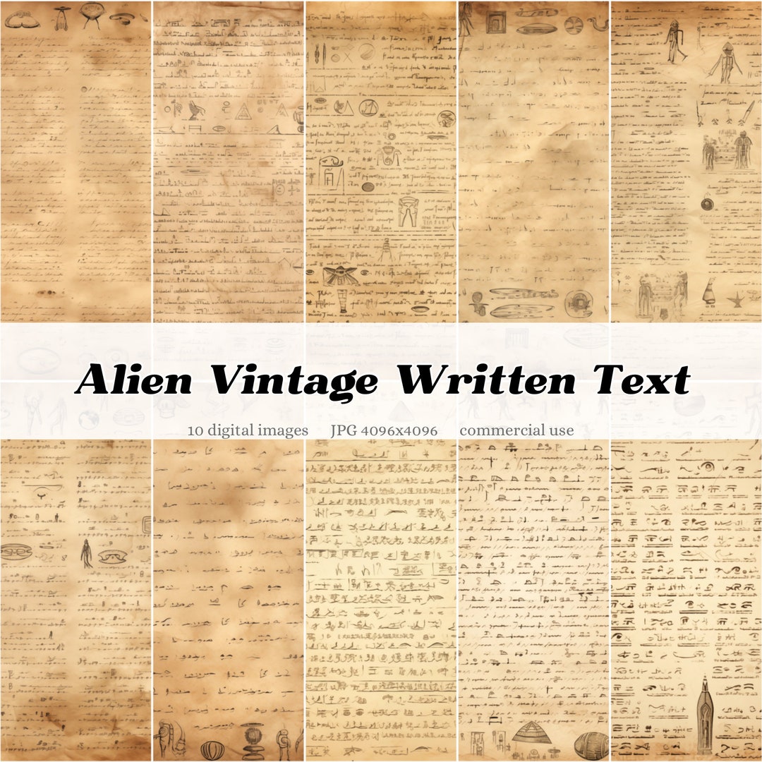 Alien Ancient Written Text Vintage Papers Antique Old Calligraphy ...