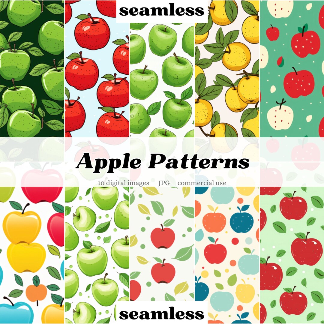 Apple Patterns Random Mix Seamless Simple Gentle Cartoon Doodle Plants ...