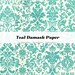 Light Teal Damask Paper Textures Blue Green Bright Pastel Digital ...