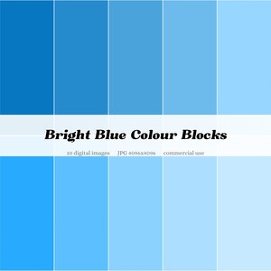 Bright Blue Full Solid Colour Block Digital Paper Neon Light Pastel ...