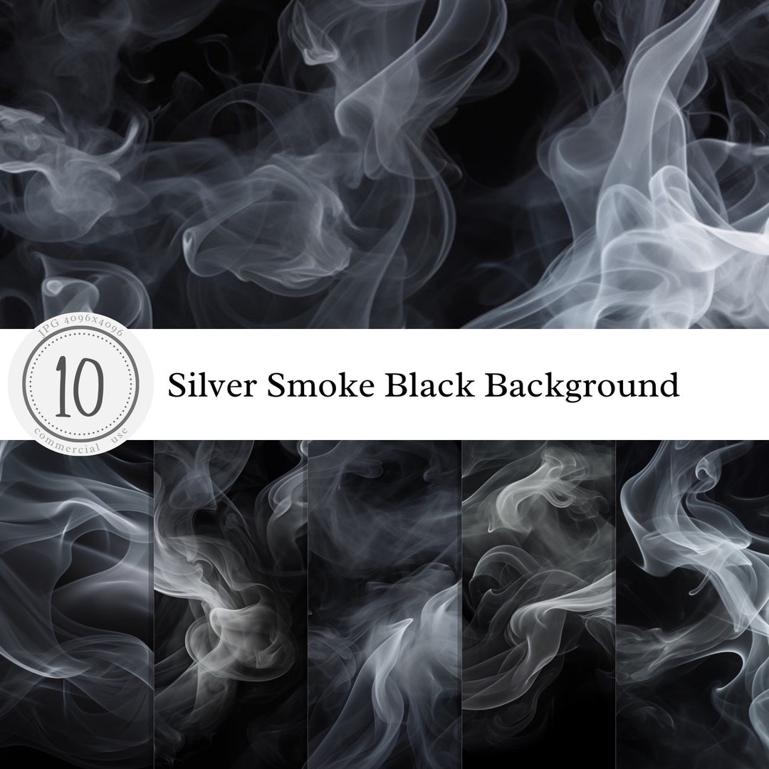 Silver Metallic Smoke Black Background Digital Paper JPG Textures ...
