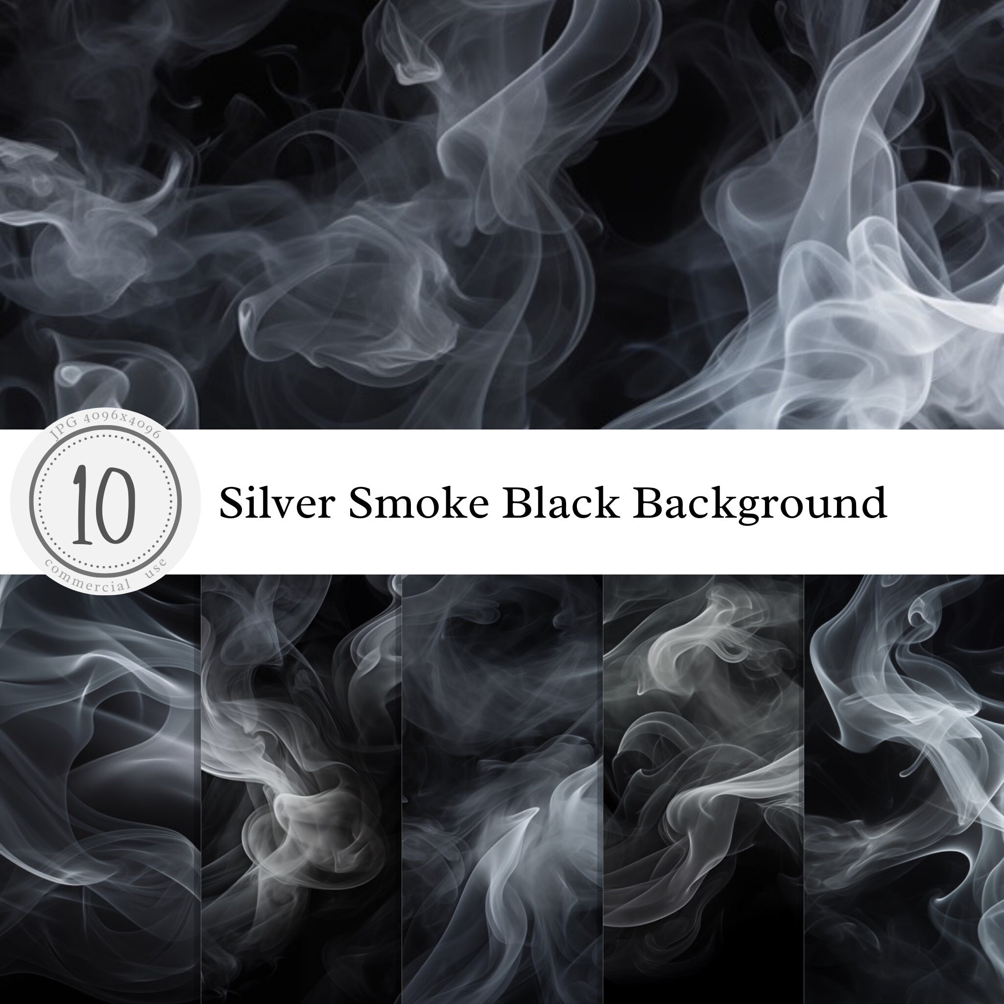 Silver Metallic Smoke Black Background Digital Paper JPG Textures ...