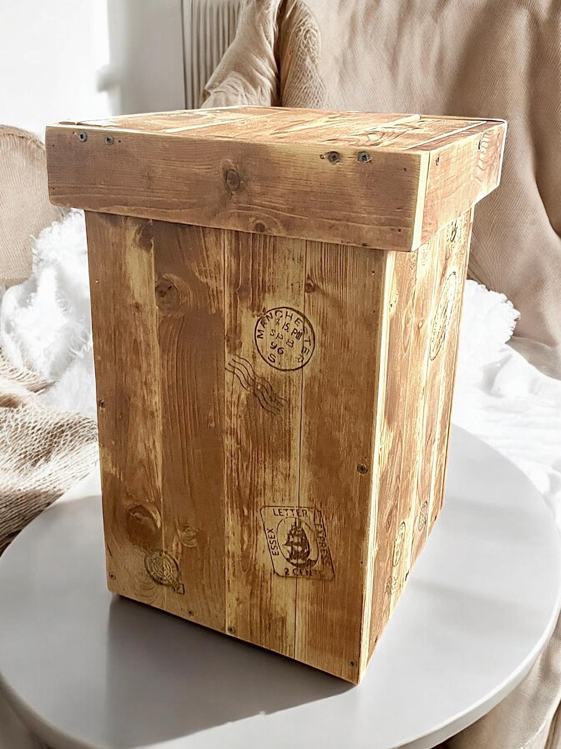 Rustic Primitive Wooden Trash Bin: Farmhouse Bathroom Storage Box ...