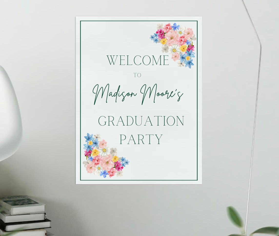 Floral Graduation Invitations/announcements, Graduation Welcome Sign ...