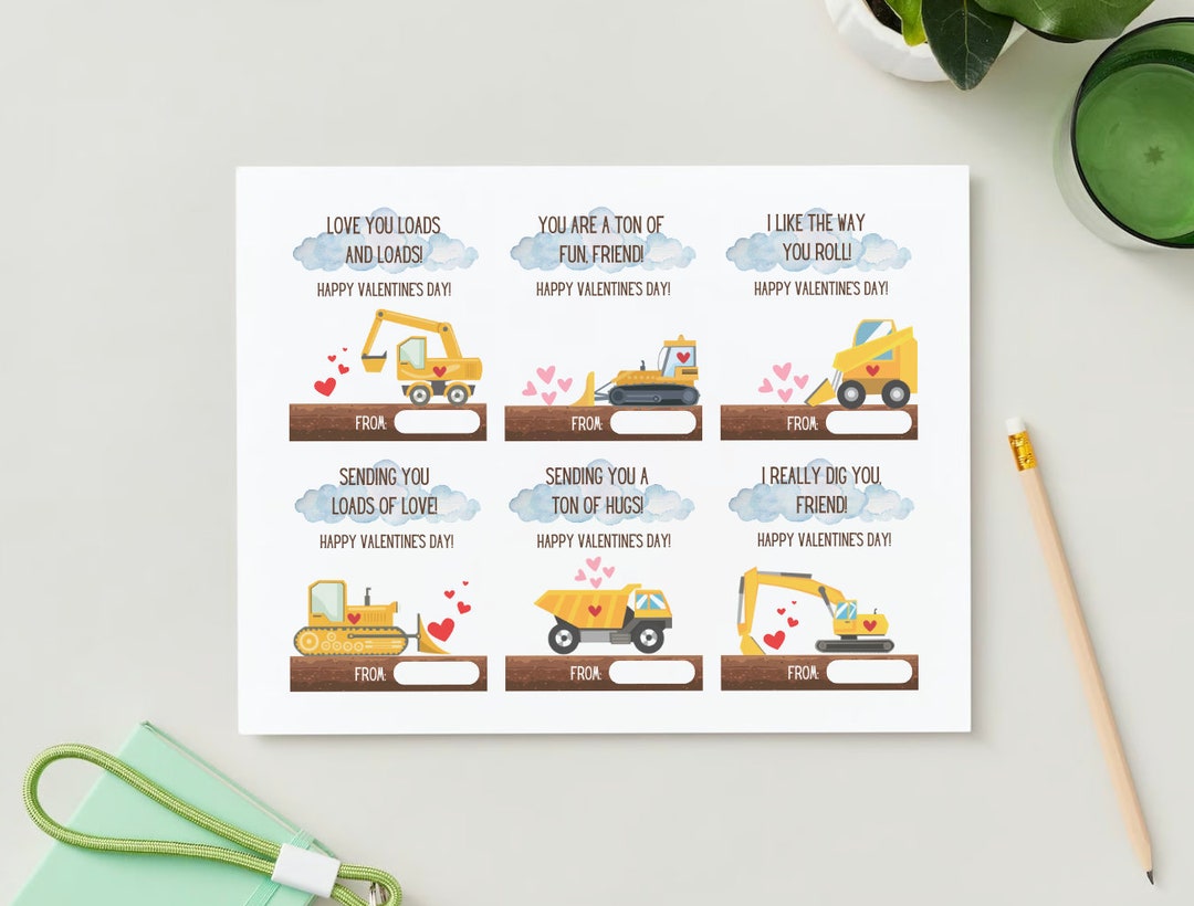 Printable Truck Valentine's Day Cards, Classroom Valentine's Day Cards ...