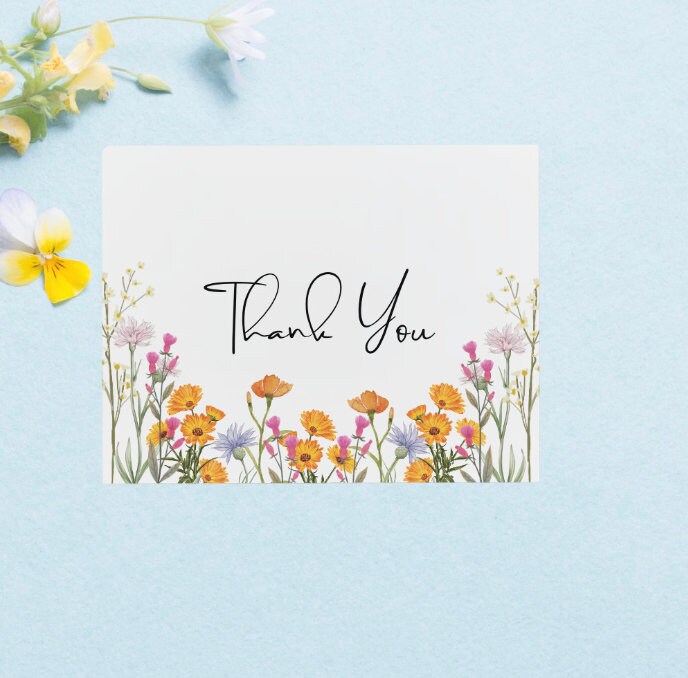 Wildflower Thank You Card - Instant Download - Etsy