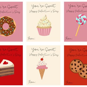 Printable Desserts Valentine's Day Cards, Classroom Valentine's Day ...