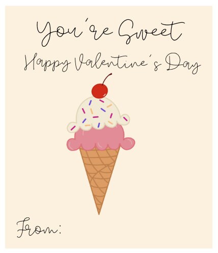 Printable Desserts Valentine's Day Cards, Classroom Valentine's Day ...