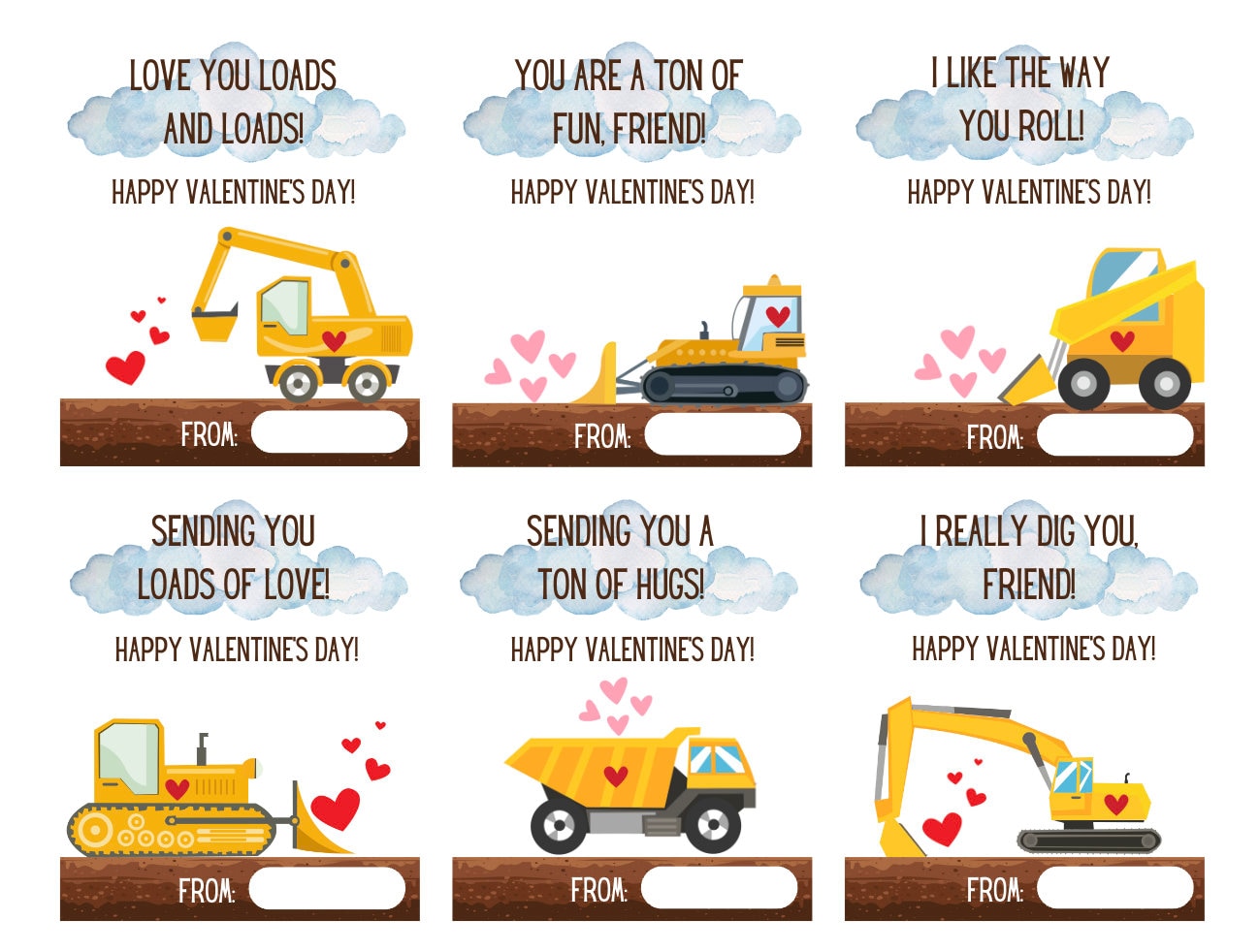 Printable Truck Valentine's Day Cards, Classroom Valentine's Day Cards ...