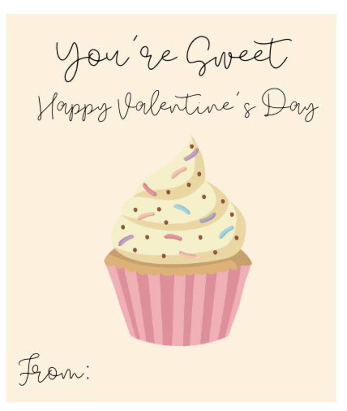Printable Desserts Valentine's Day Cards, Classroom Valentine's Day ...