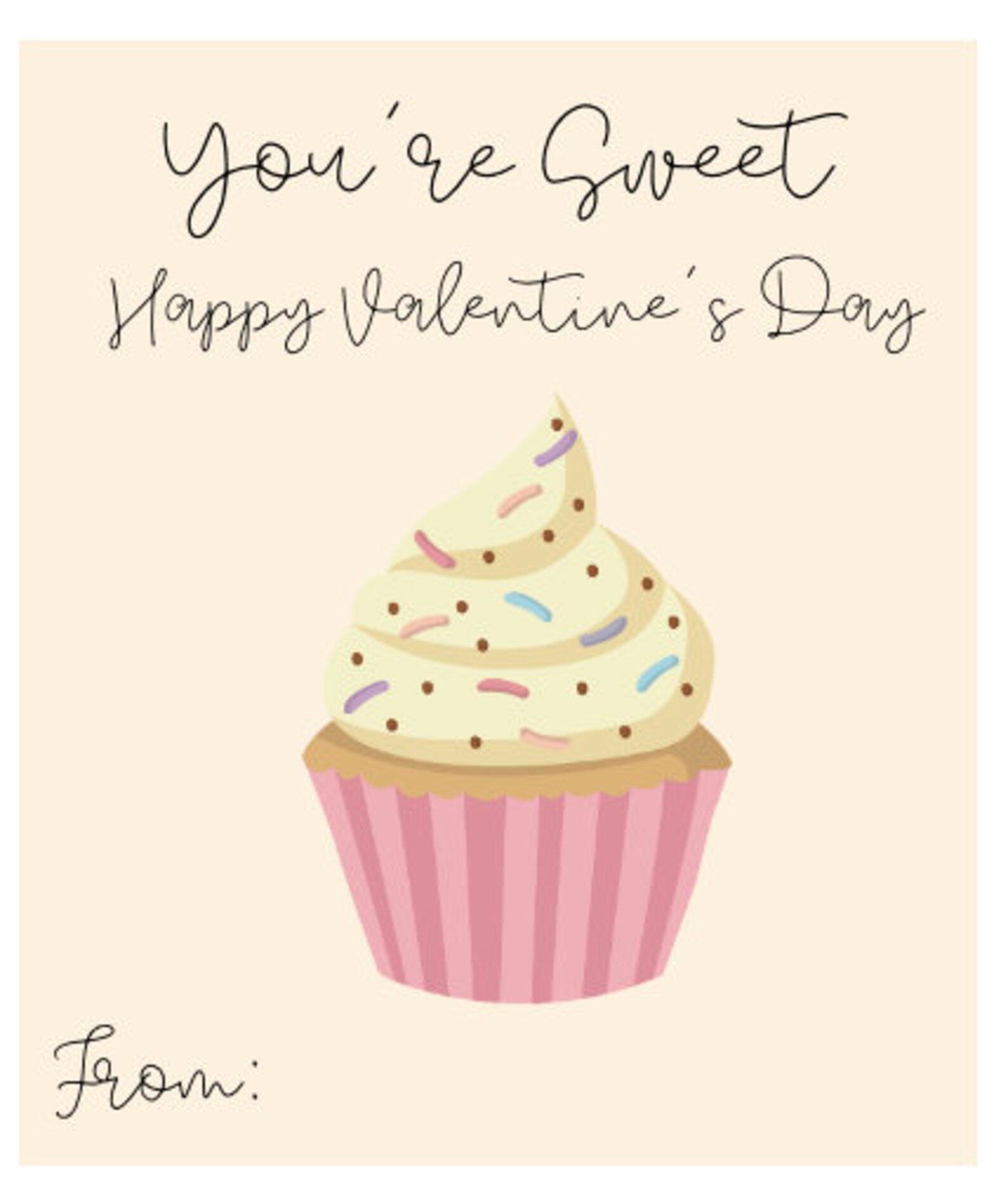 Printable Desserts Valentine's Day Cards, Classroom Valentine's Day ...