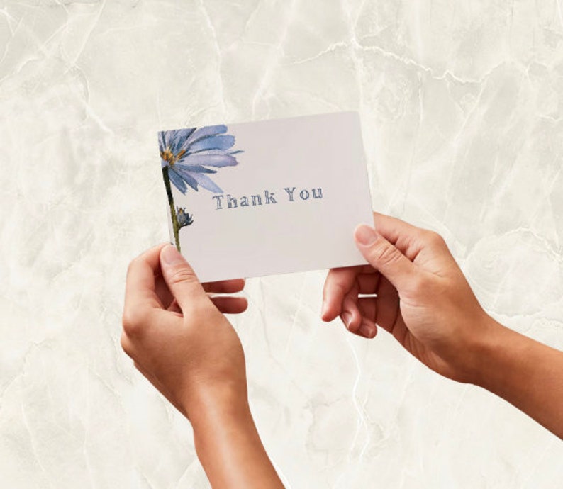 Blue Daisy Thank You Card - Instant Download - Etsy