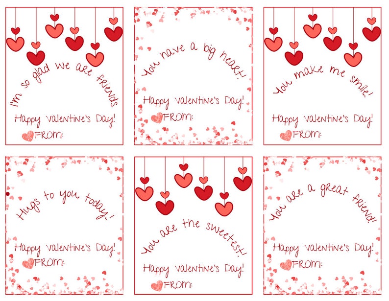 Printable Valentine's Day Cards, Classroom Valentine's Day Cards for ...