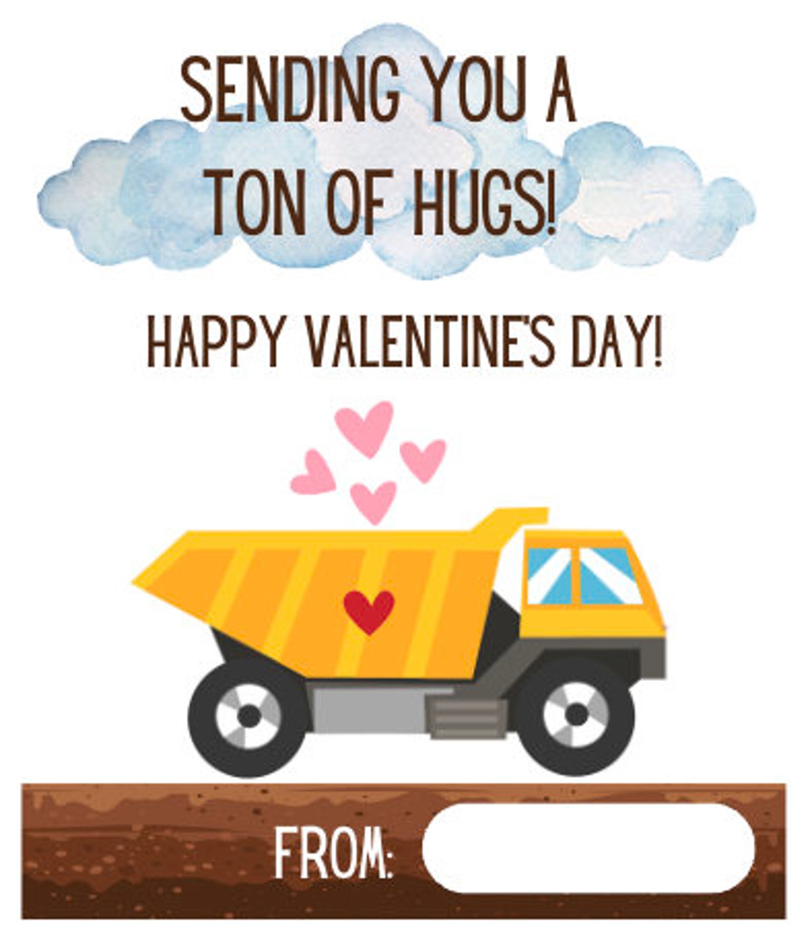 Printable Truck Valentine's Day Cards, Classroom Valentine's Day Cards ...