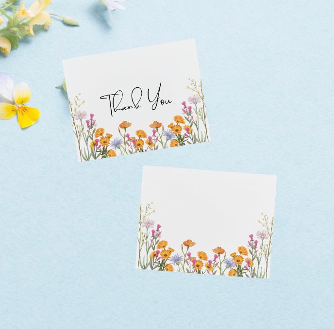 Wildflower Thank You Card - Instant Download - Etsy