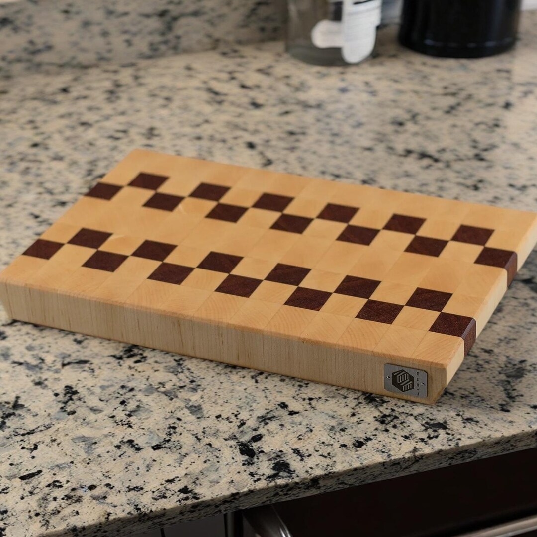 End Grain Cutting Board – Hard Maple & Sapele Wood | Handmade Butcher ...