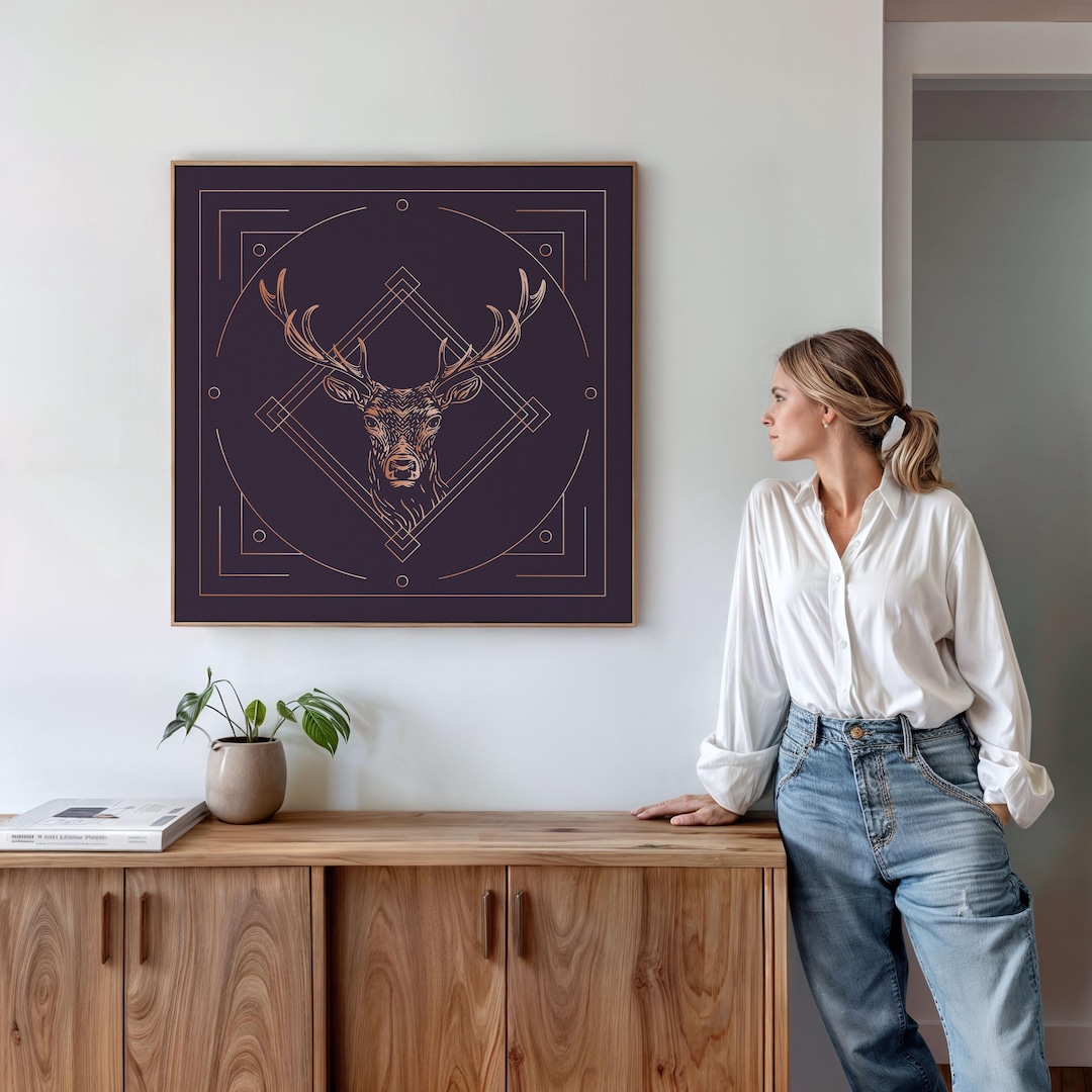 Deer Wall Art Printable Forest Wildlife Minimal Geometric Poster Stag ...
