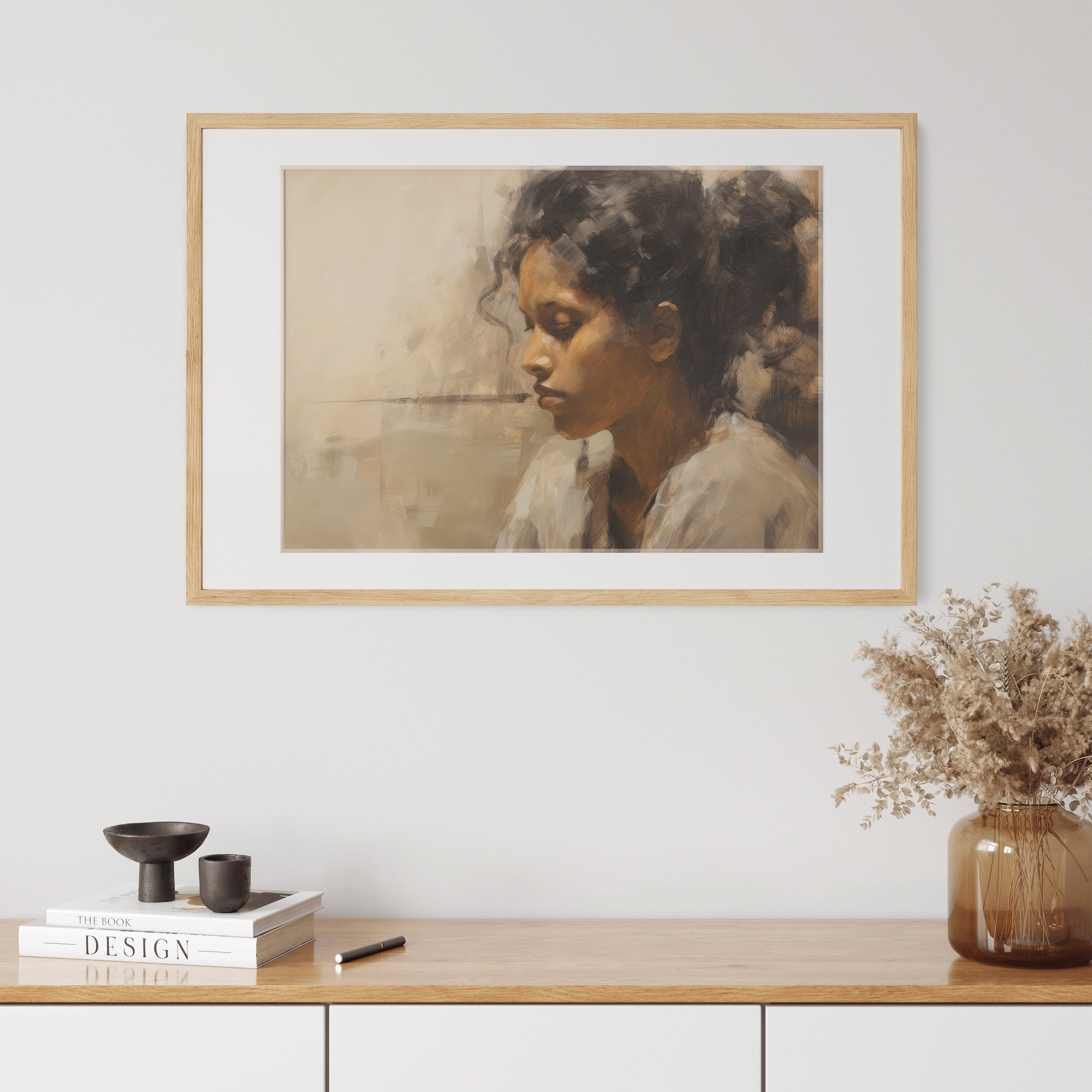 Female Vintage Portrait African American Oil Painting Livingroom Wall Decor Digital Art Prints ...