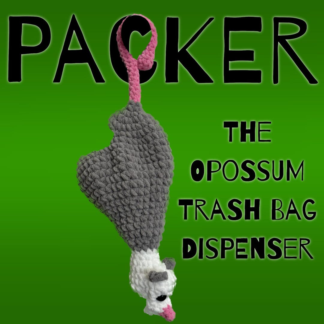 Trash Opossum Bag Holder and Dispenser Amigurumi Plushie Crocheted Gift ...