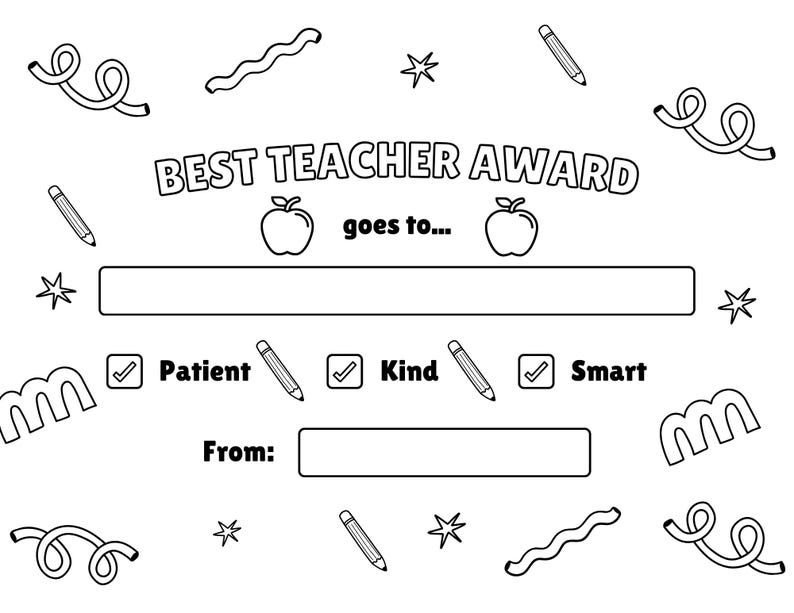 Printable Best Teacher Award - Etsy