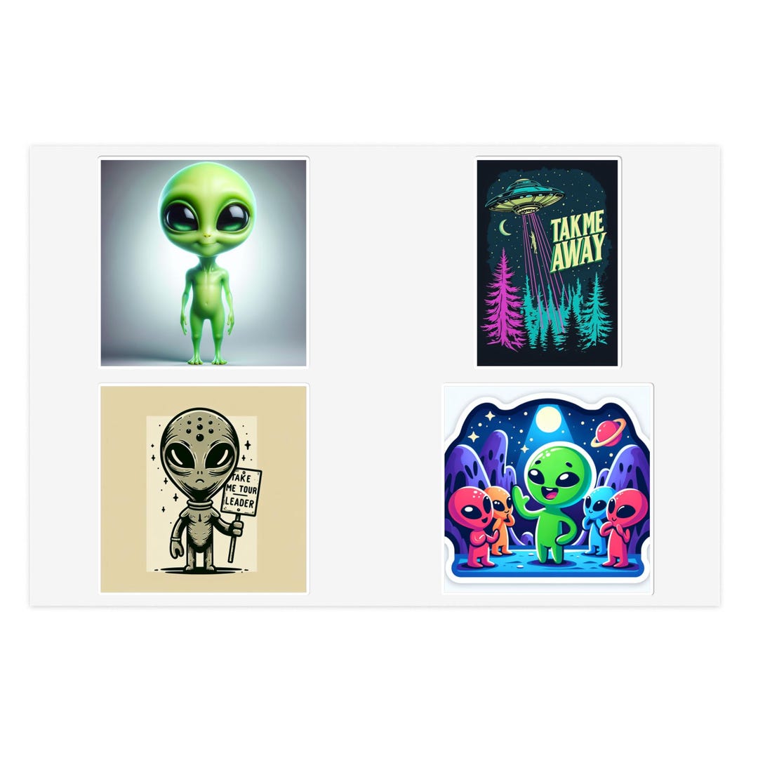 Alien-themed Sticker Sheets for Space Lovers, Kids Room Decor, Party ...