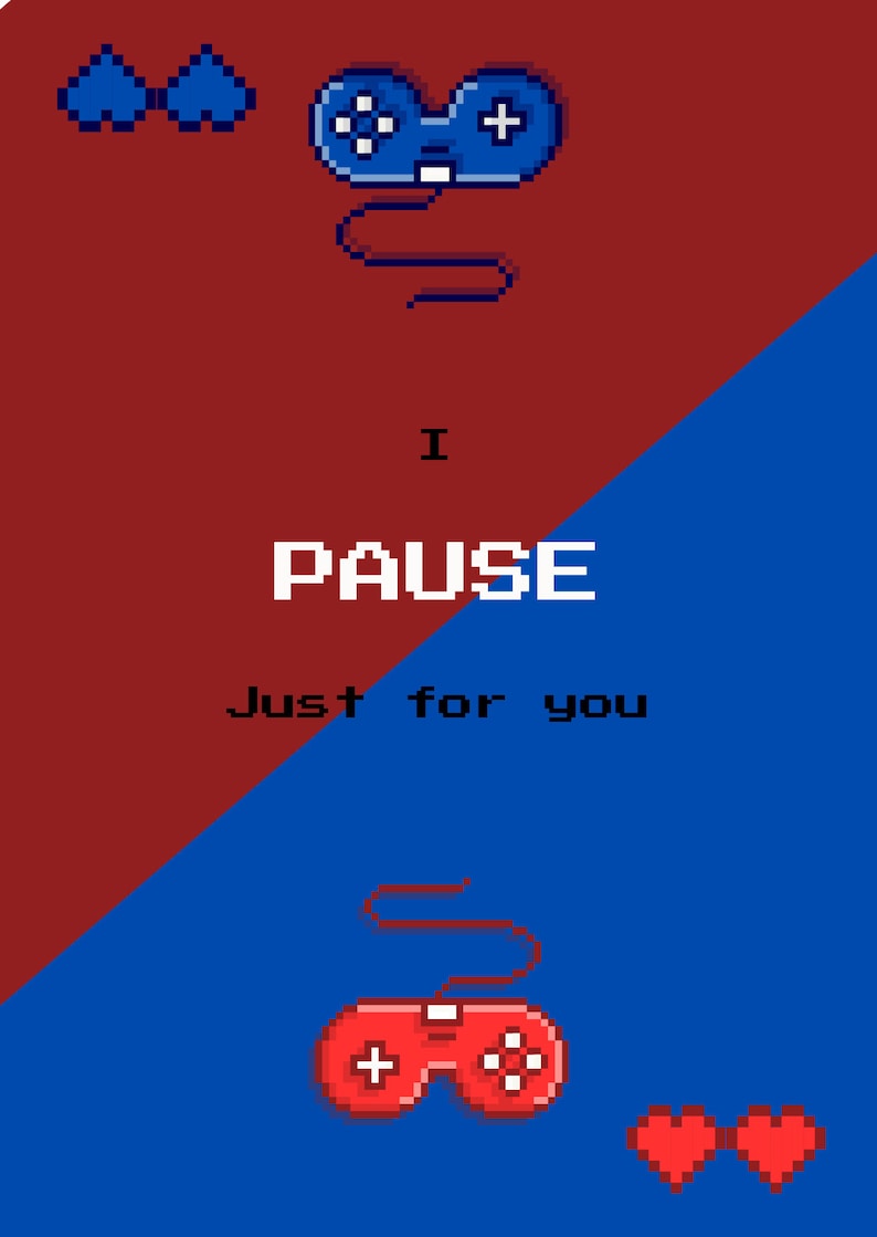 Printable Gamer Card, Greeting Card, Pixel Gaming Card, Digital ...