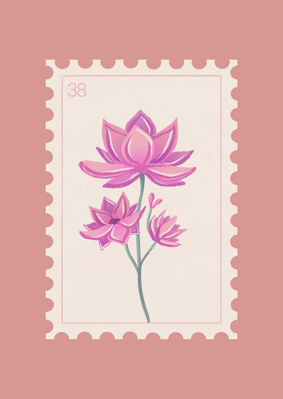 Printable Flower Stamp Cards, Greeting Card, Digital Download, 5X7 - Etsy