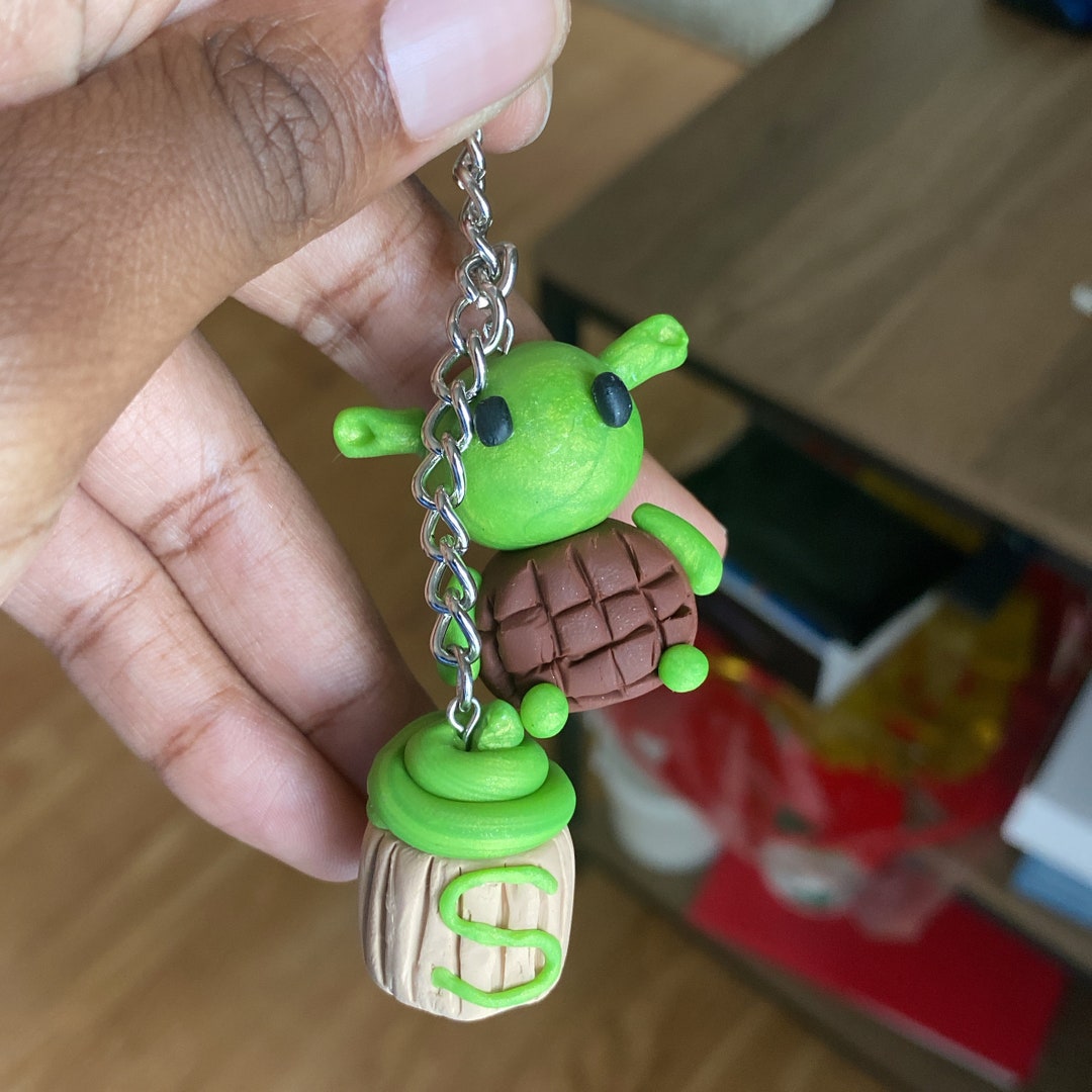 Shrek Keychain Polymer Clay | Cute Green Ogre + Cupcake - Etsy
