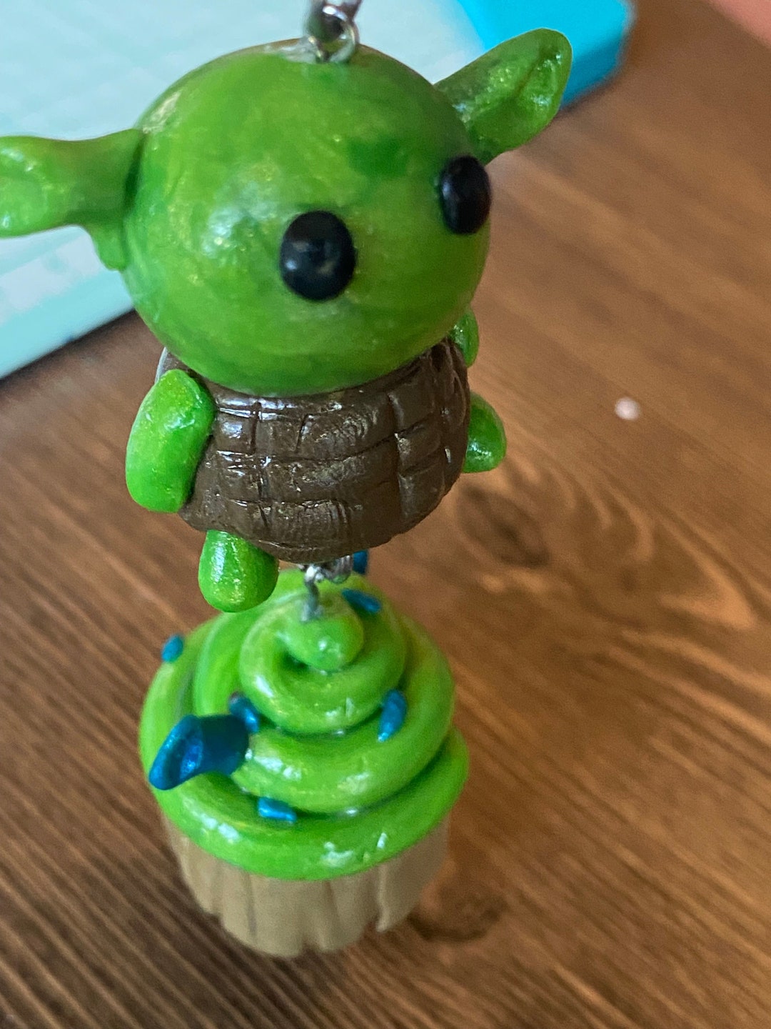 Polymer Clay Shrek Keychain Cute Green Ogre Cupcake W/ Blue Ears - Etsy