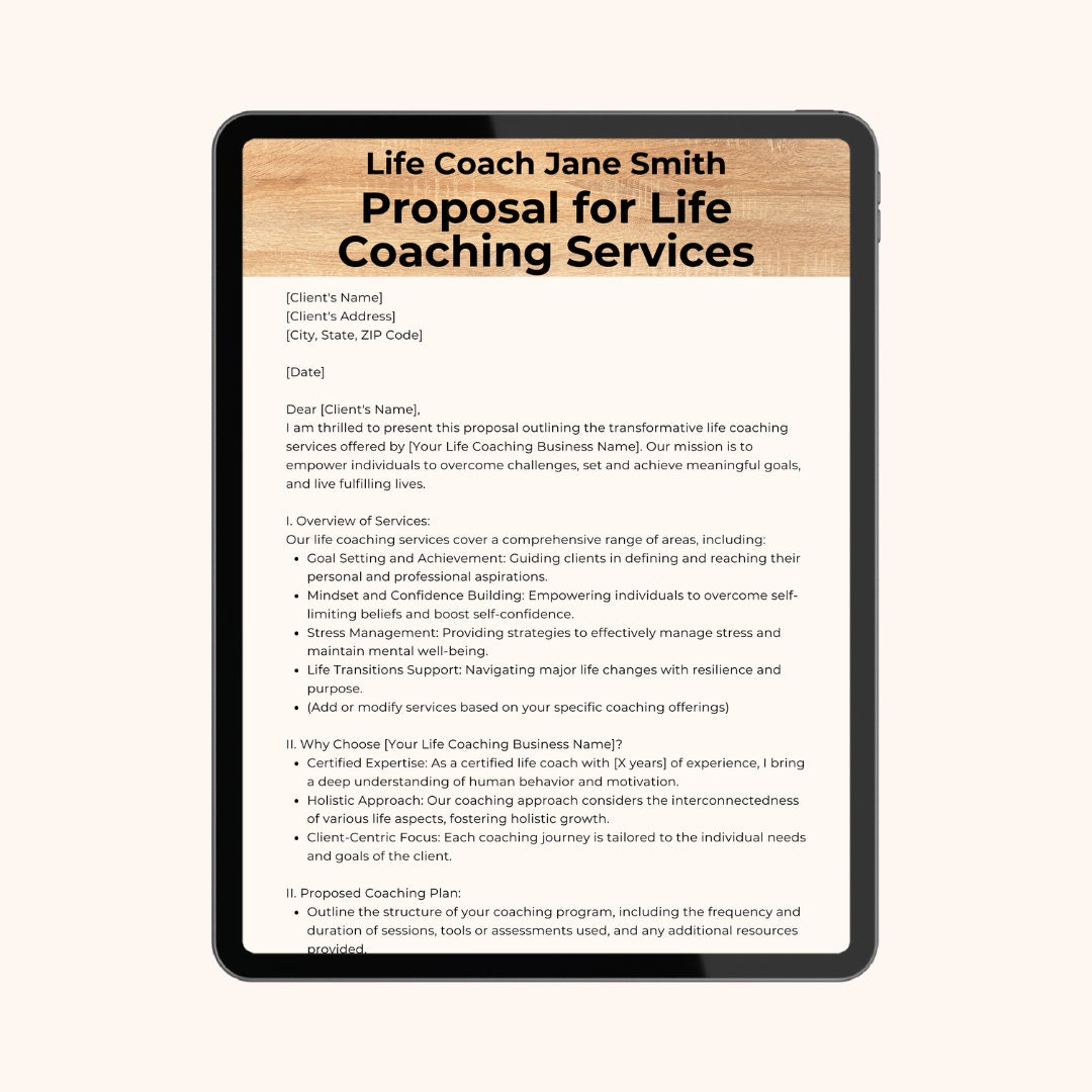 Modern Elegance Life Coach Proposal Letter Canva Template for ...