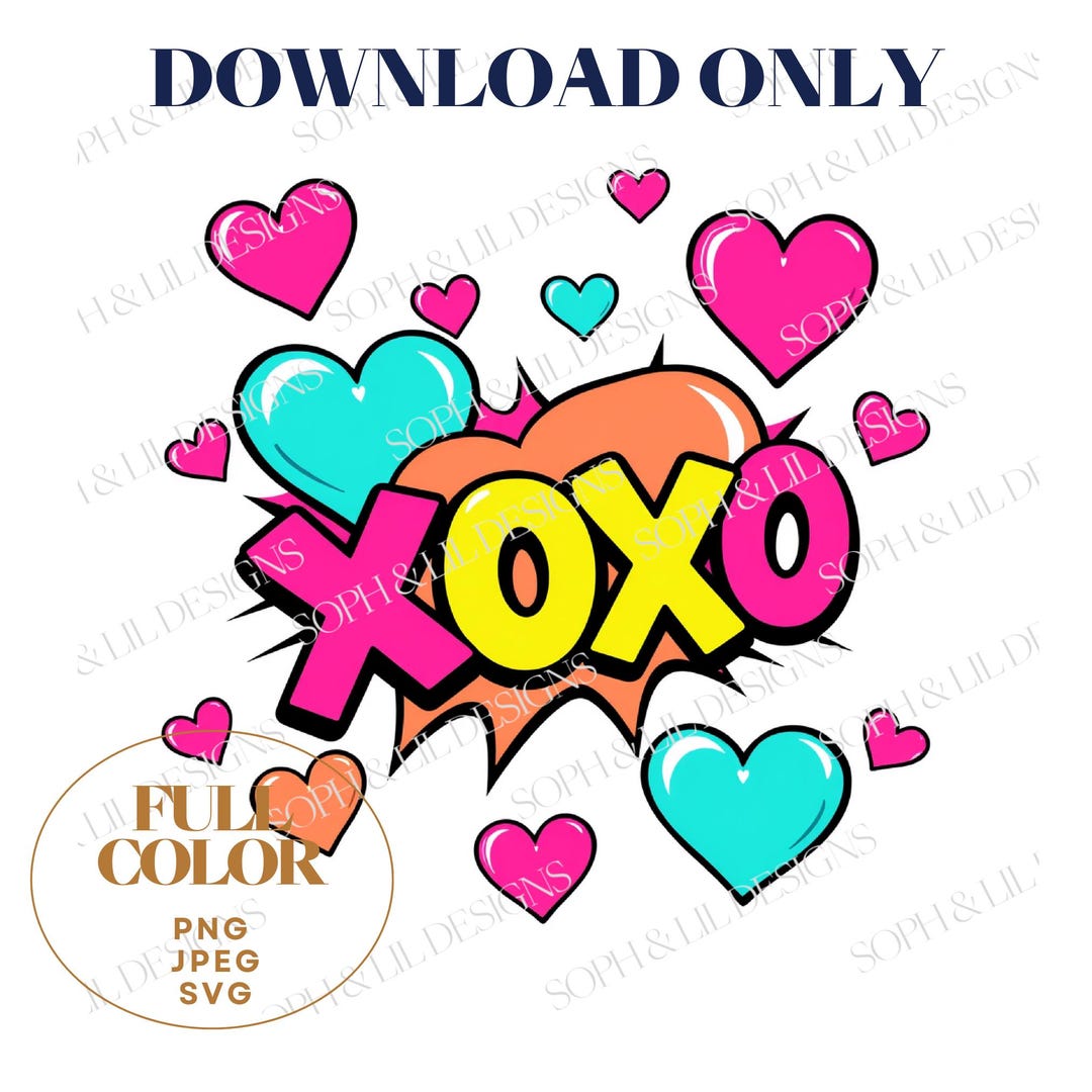 Retro XOXO Pop Art SVG & PNG, Comic Style Design for Cricut, Silhouette ...