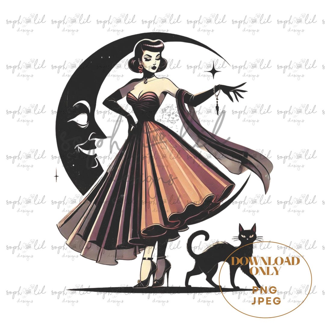 Vintage Glam Witch PNG Download, Sublimation Art, T-shirt Design, Mug ...