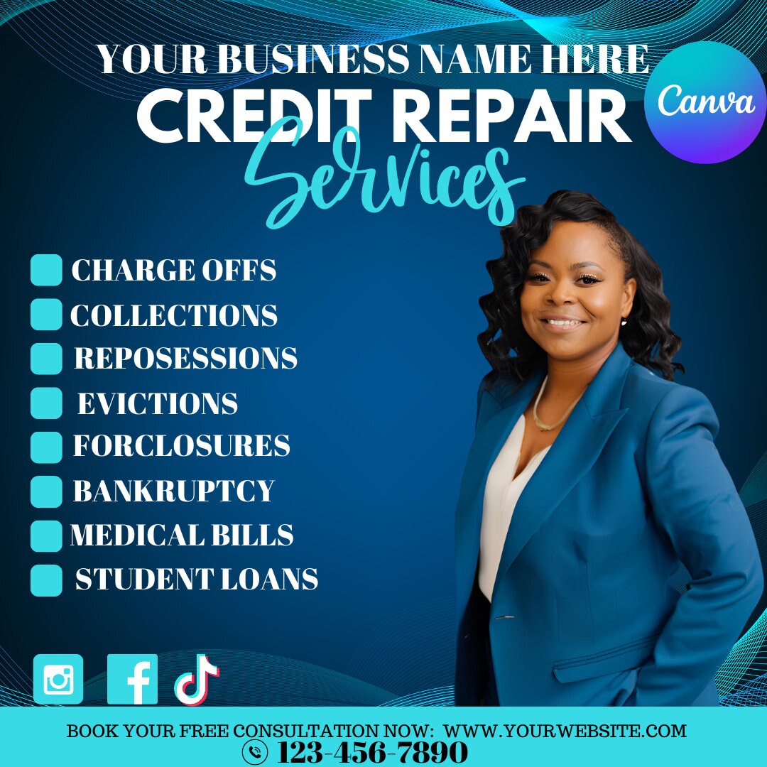 Premade Editable Flyer, Credit Repair Service Flyer, Credit Restoration ...