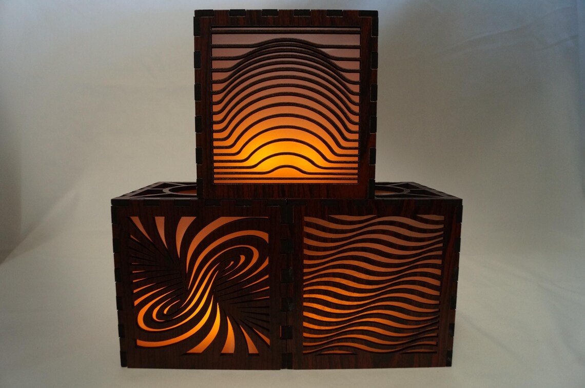 Wooden Light Boxes Combo of 3 - DIY Kit With LED Candle - Wooden Night ...