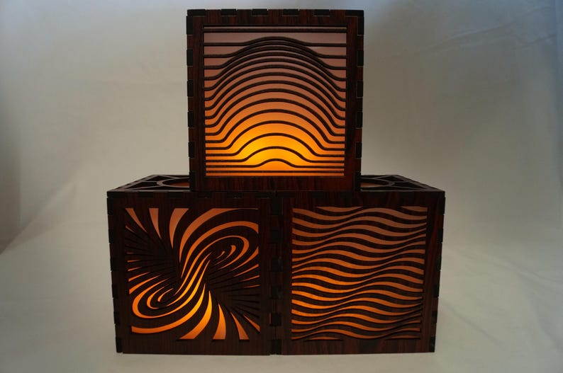 Wooden Light Boxes Combo of 3 - DIY Kit With LED Candle - Wooden Night ...