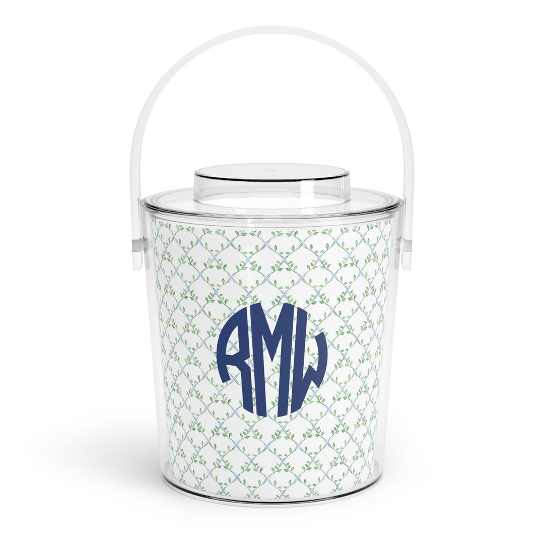Monogram Ice Bucket With Tongs, Personalized Ice Bucket, Monogram Gift ...