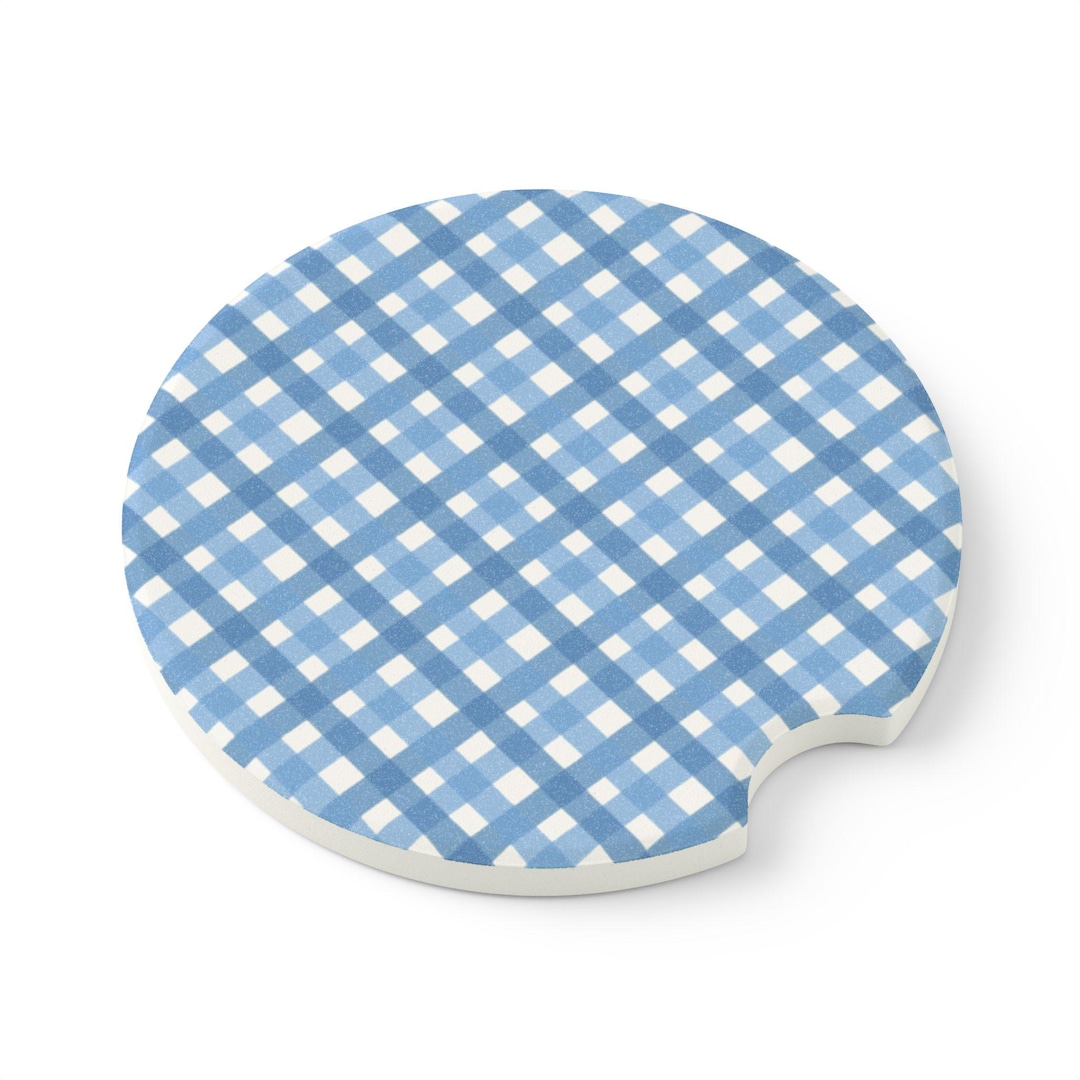 Preppy Soapstone Car Coaster Plaid Coaster Car Coaster for Her Vintage ...