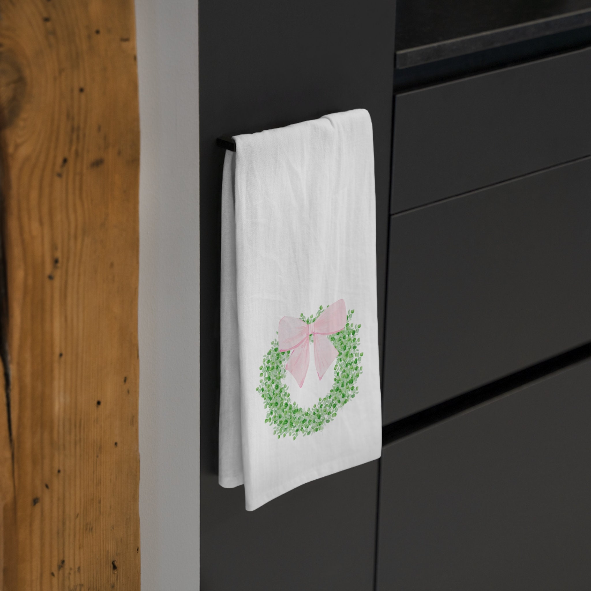 Preppy Pink Bow Tea Towel Kitchen Decor Grandmillennial Home Decor ...