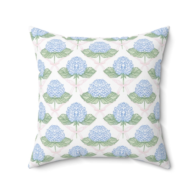 Grandmillenial Hydrangea Pillow Blue Hydrangea Throw Pillow ...