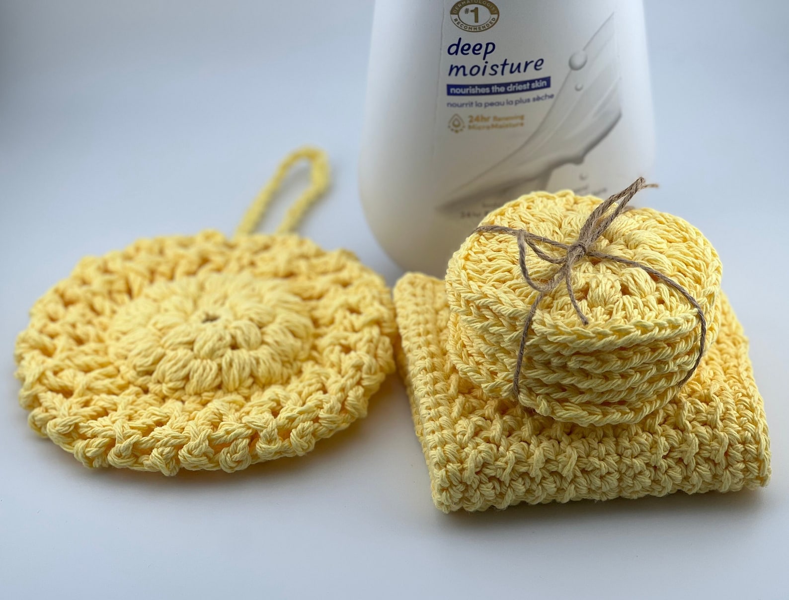 Handmade Crochet Cotton Spa Set: Loofah, Washcloth & Scrubbies - Etsy
