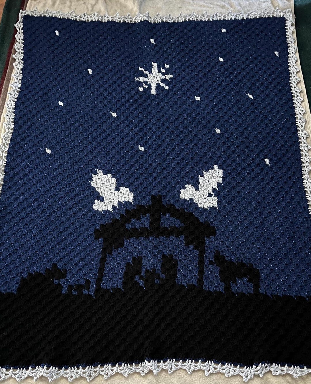 Handmade Crochet Nativity Afghan – Manger Scene Christmas Throw Blanket ...