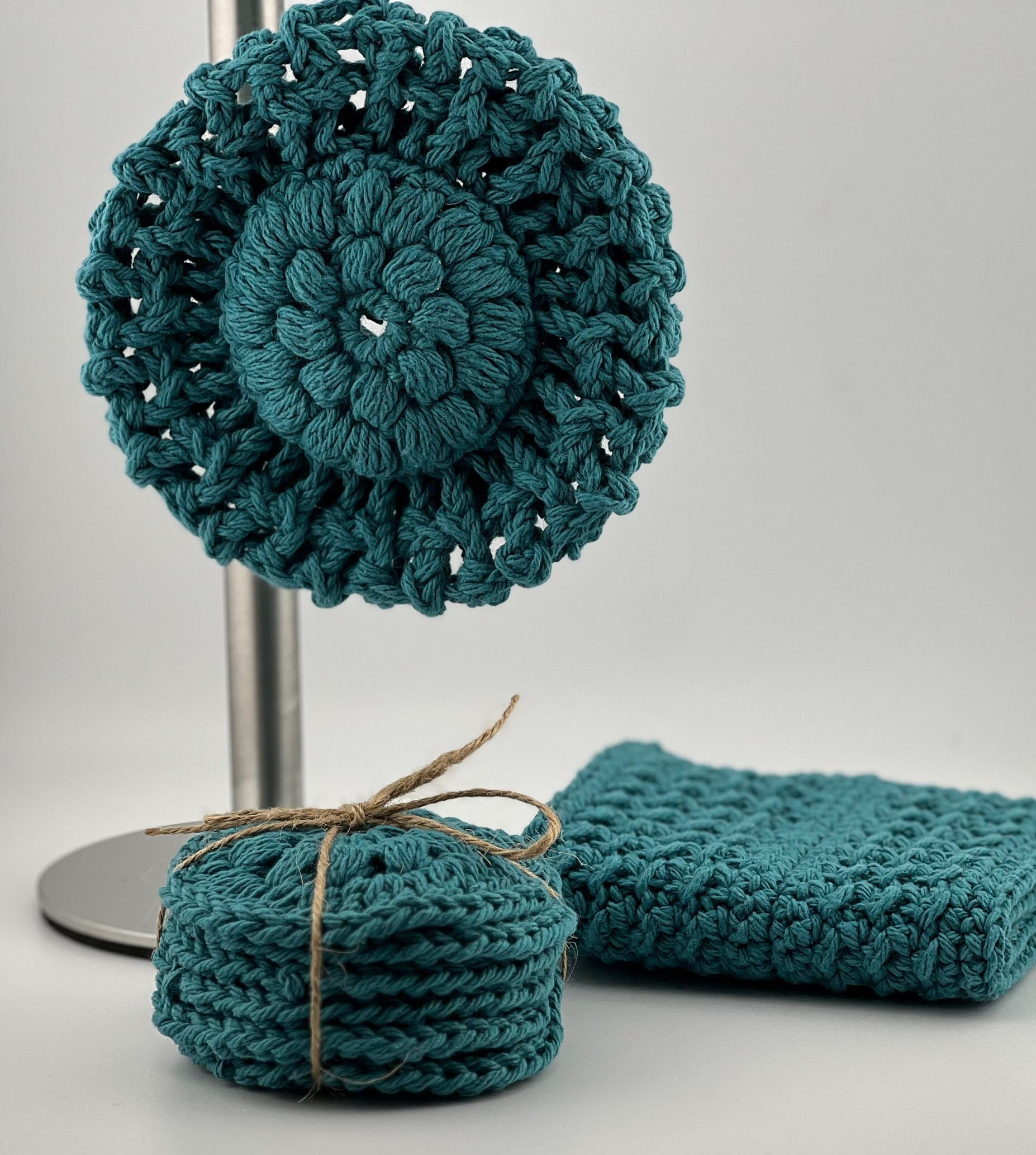 Handmade Crochet Cotton Spa Set: Loofah, Washcloth & Scrubbies - Etsy